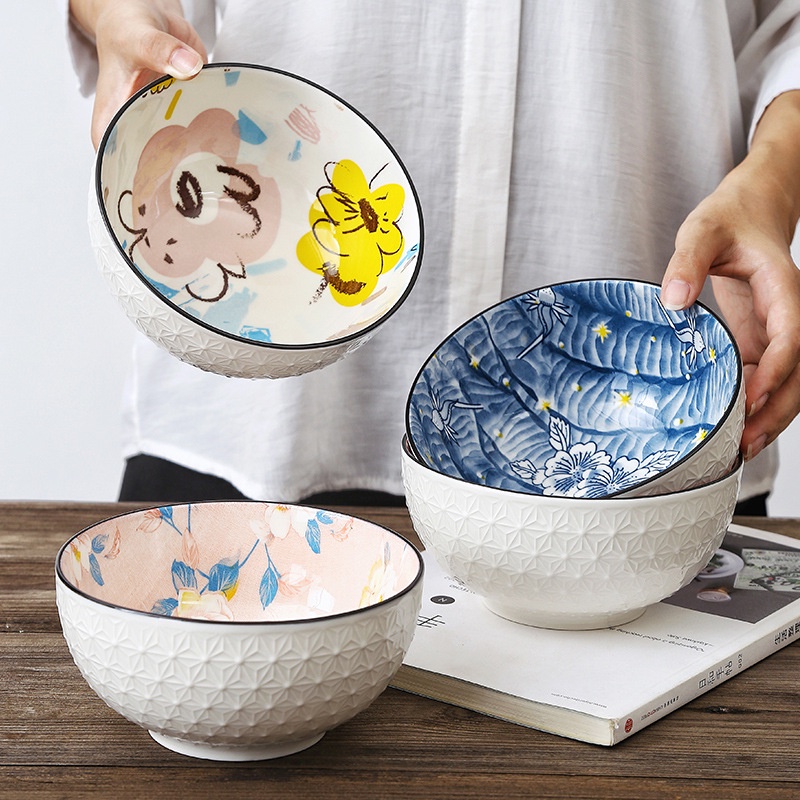 Ramen Bowl, Instant Noodle Modern Creative Starry Sky 6-Inch Underglaze ...