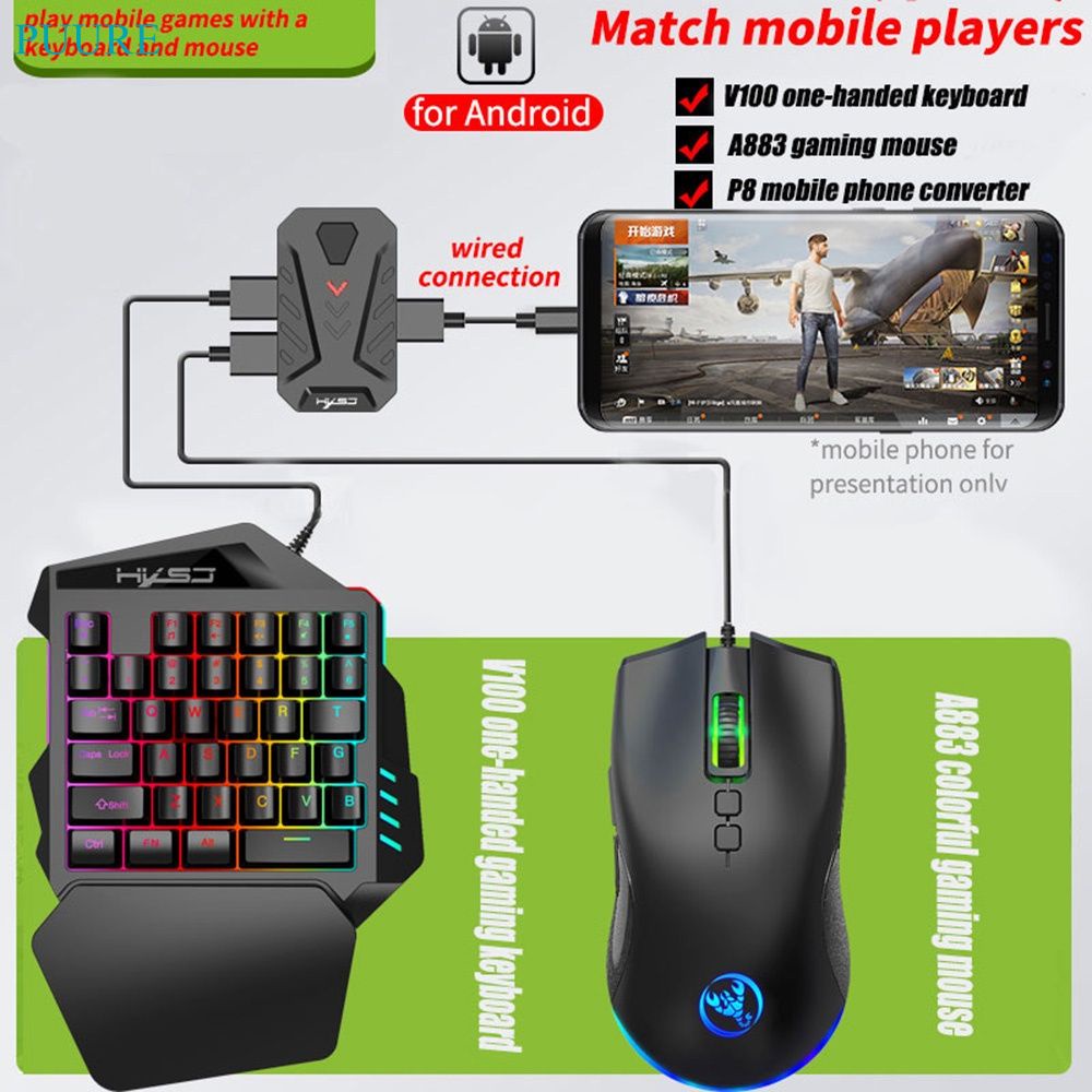 HXSJ P8 Wired Keyboard Mouse Converter Portable Mobile Gaming Keyboard ...
