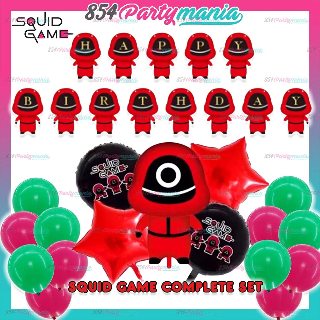 Squid game balloon party decoration complete theme birthday party squid ...