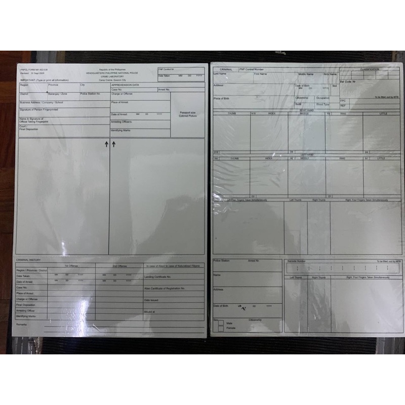 fingerprint cards (PNP) | Shopee Philippines