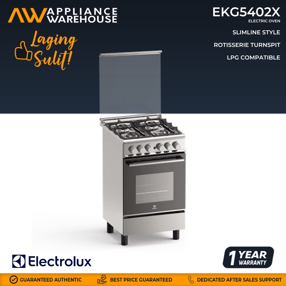 Electrolux EKG5402X 50cm 4 Gas Burners 62L Electric Oven with Grill ...