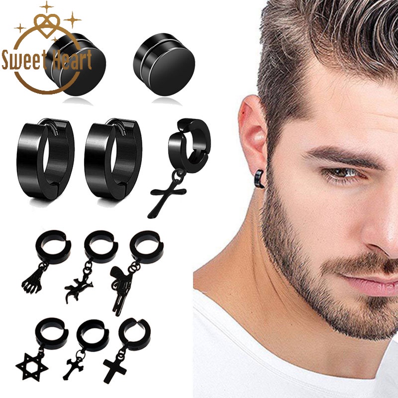 Magnetic Clip Earrings Without Piercing Titanium Steel Black Color