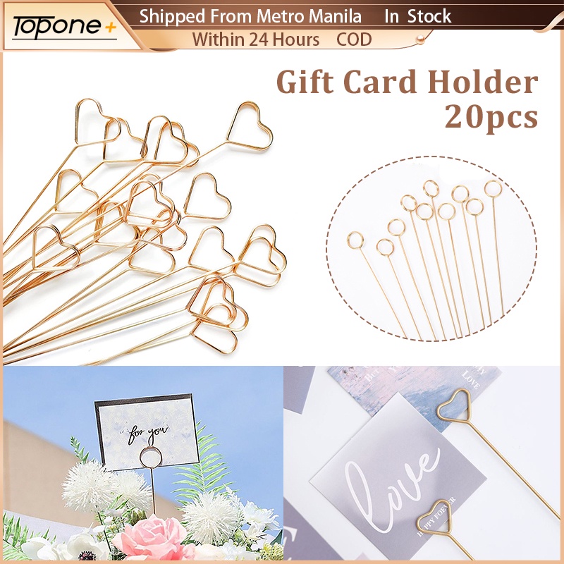 20pcs Gift Card Holder Inserting Rod Metal Postcard Clips Flower Shop ...