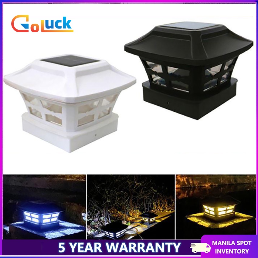 LED Solar Pillar Lamp Outdoor Waterproof Automatic Sensor Fence Column ...