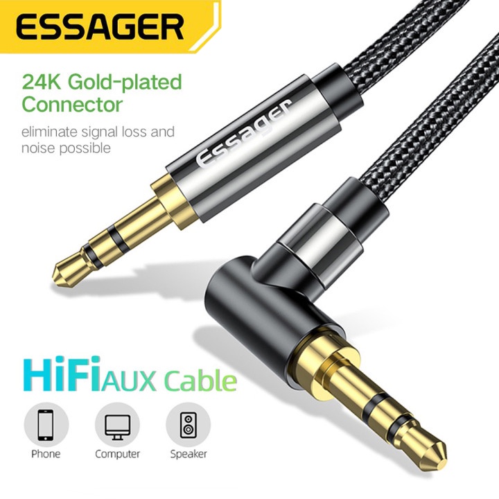 Essager Aux 90 Degree Vertical Cable Jack 3.5mm Audio Cable for ...