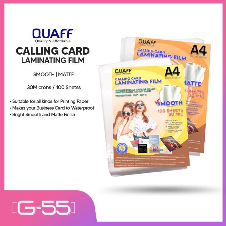 QUAFF Calling Card Laminating Film A4 Size (Smooth & Matte)For Business ...