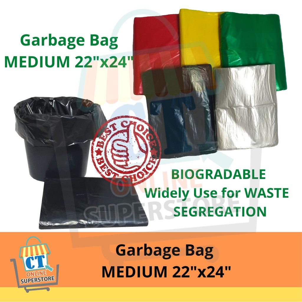 Color Coded Garbage Bag Medium 22X24inch 100pcs HOME OFFICE COMMERCIAL ...