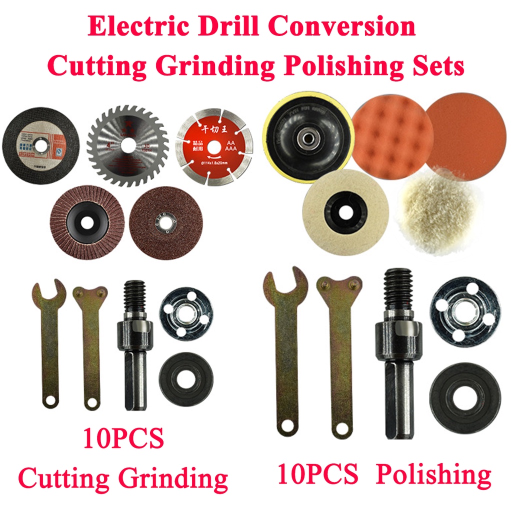 10PCS Electric Drill Conversion Cutting Grinding Polishing Sets Angle ...