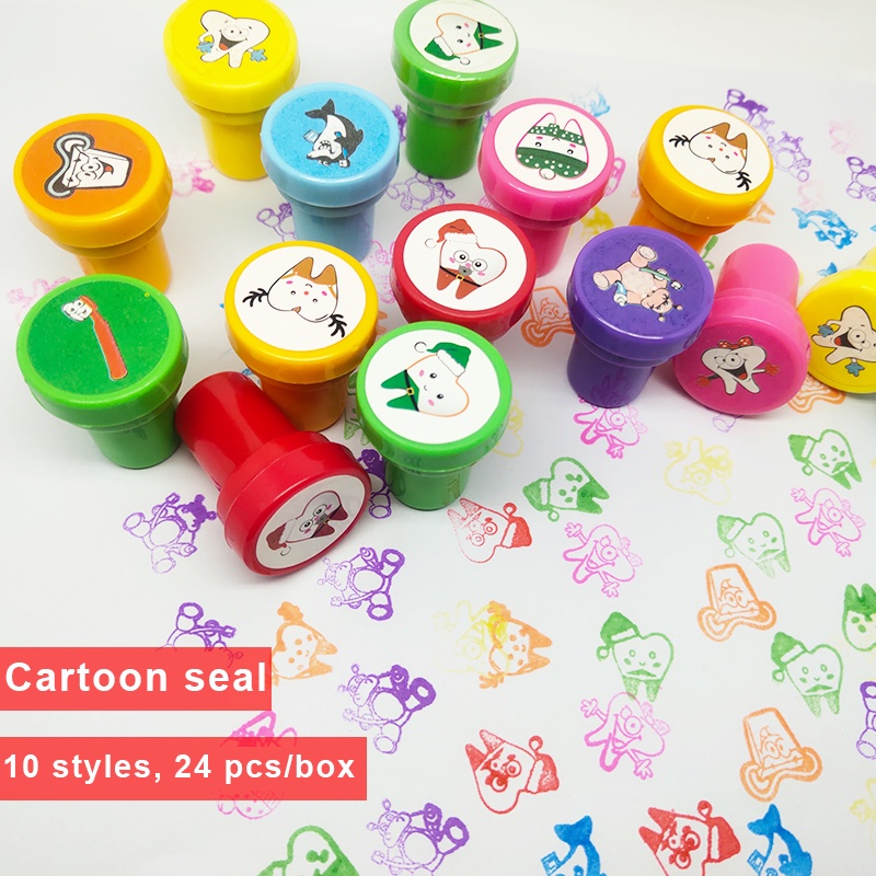 24pcs/pack Dental Kids Stamp Cartoon Stamp Christmas Stamper Tooth ...