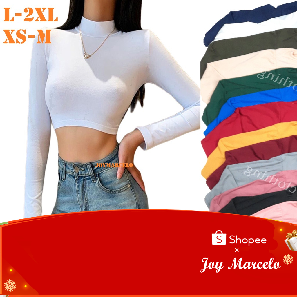 AURA TURTLENECK LONGSLEEVE CROPTOP korean fashion inspired crop tops | Shopee Philippines