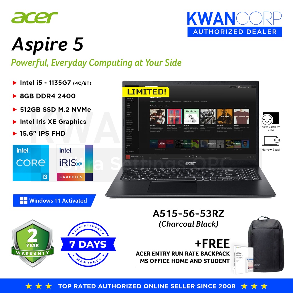 Acer Aspire 5 A515-56-53RZ Intel i5 11th Gen 8GB RAM Intel Iris XE ...