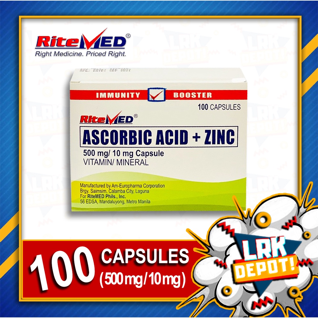 RM Ascorbic acid + Zinc (100s) Vitamin C same Immunpro Corzinc Pharex ...
