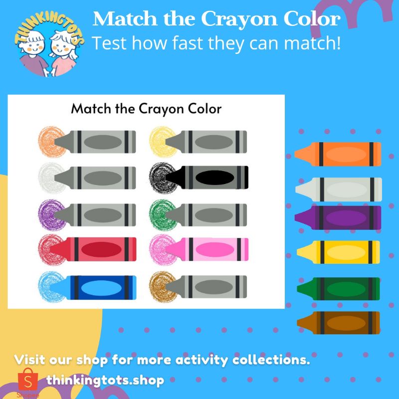 Match the Crayon Colors Busy Book Worksheet Laminated Activity | Shopee ...