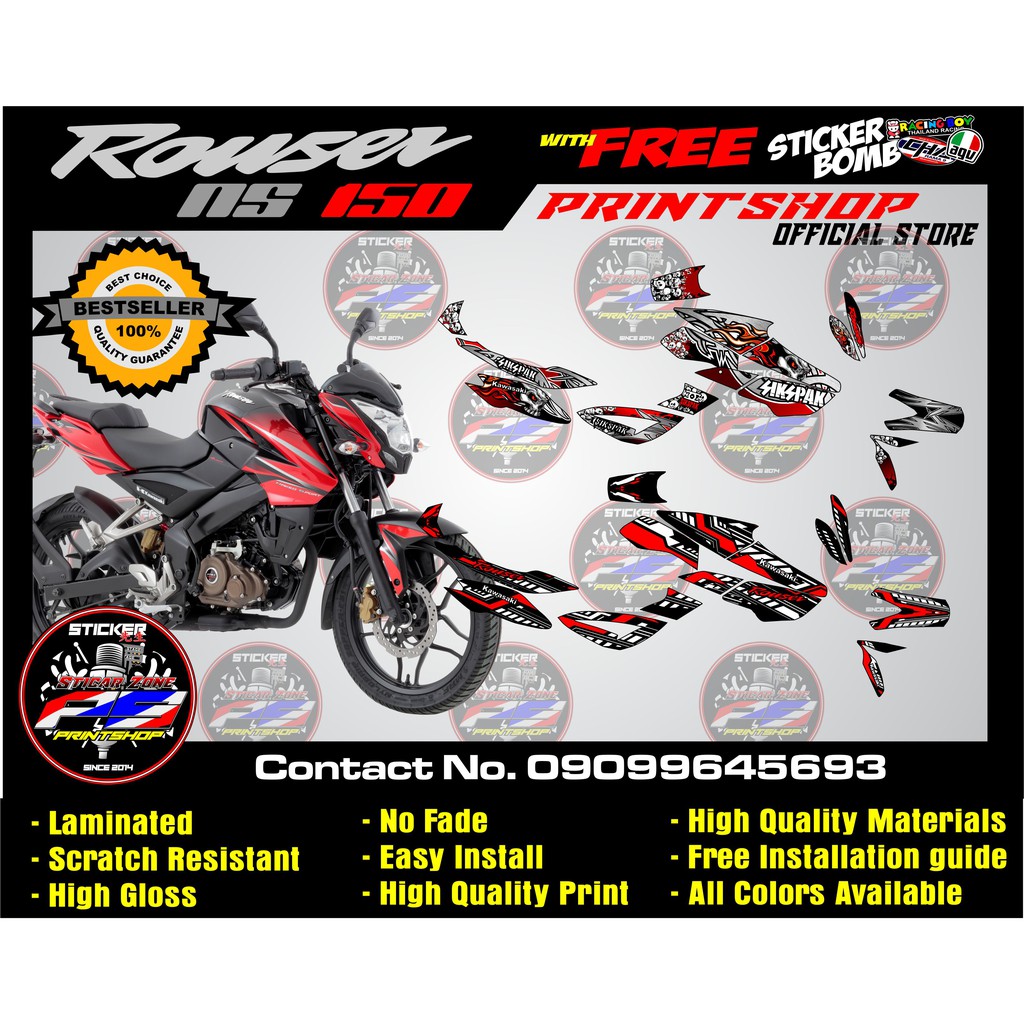 ROUSER 150, ns150, Pulsar 150 Bajaj kawasaki Full Set STICKER DECALS ...