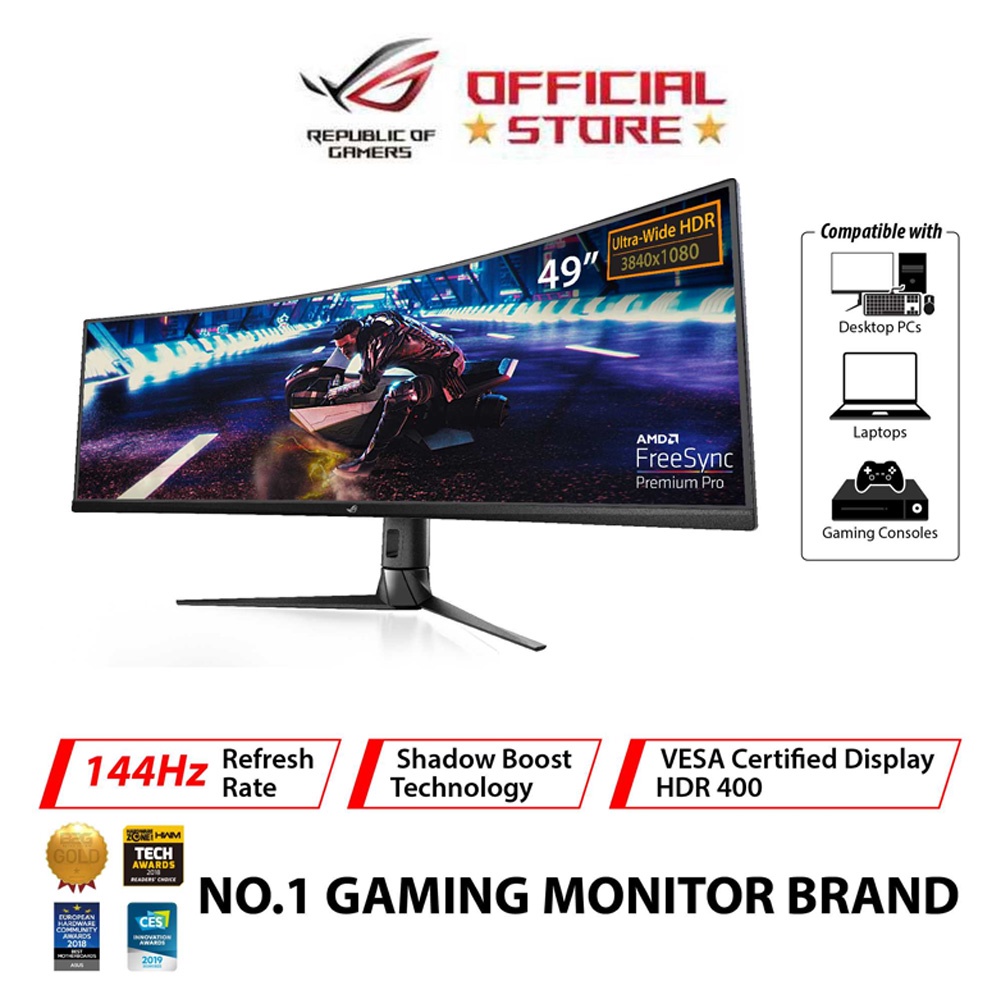 Asus ROG Strix XG49VQ, 49-inch 32:9 (3840 x 1080), Super Ultra-Wide HDR ...