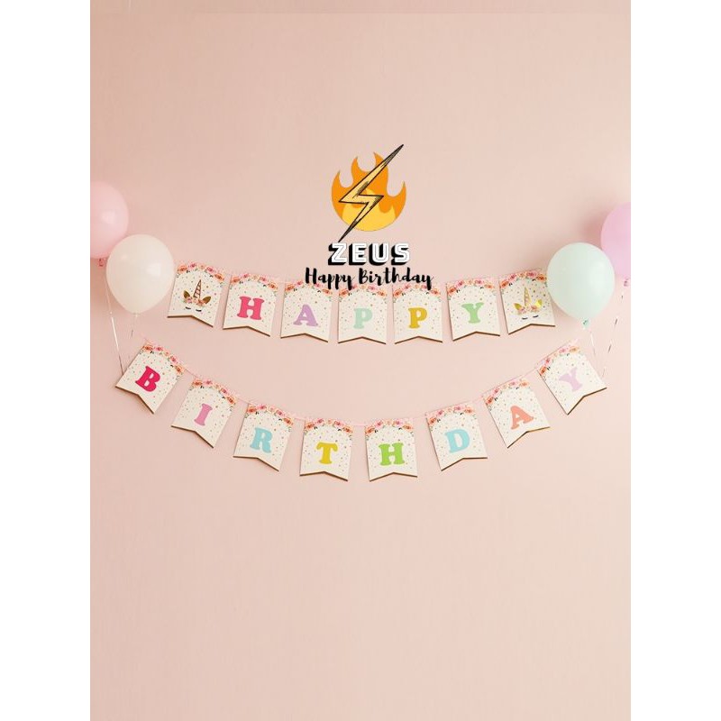Unicorn happy birthday bandiritas big w/glitters 3meter ribbon party ...