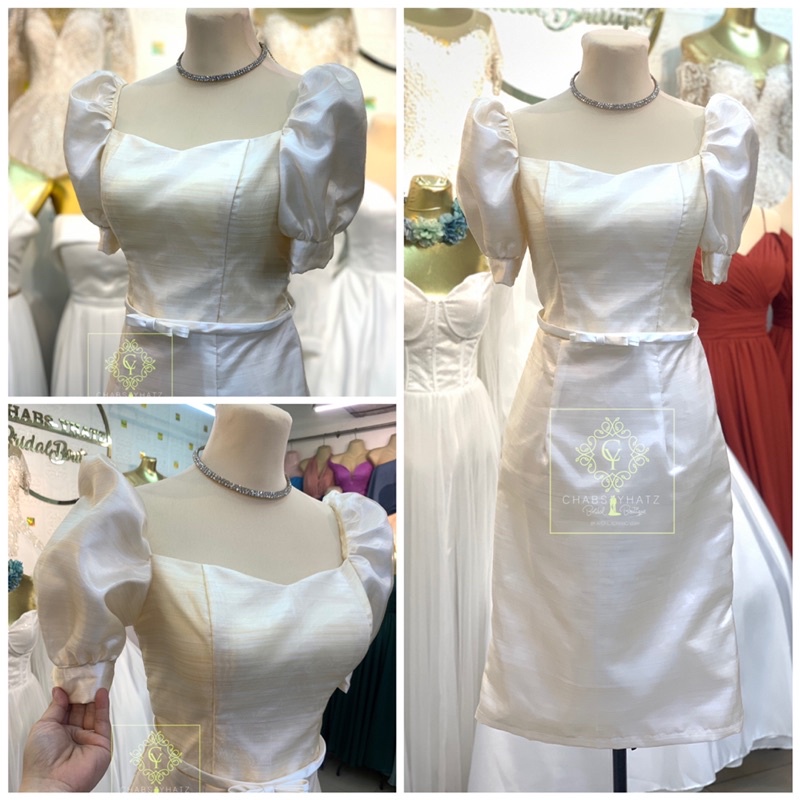 Modern Filipiniana popsleeve plain | Shopee Philippines