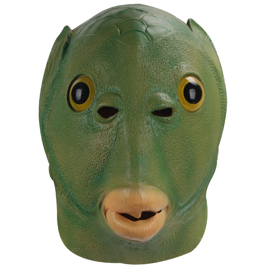 ashion Dark Fish Head Mask Green Fish Head Mask Monster Headgear Green ...