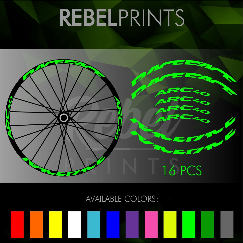 Raceface ARC40 Wheel Rim Sticker Decals Vinyl for Mountain Bike Road ...