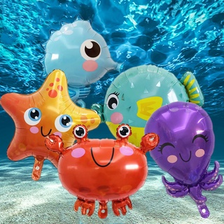 Ocean Theme Q Version Marine Animal Foil Balloon Puffer Fish Starfish ...