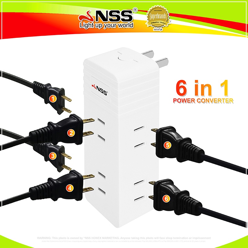 NSS 6 in 1 Extension Adaptor Socket Outlet Power Adapter Children ...