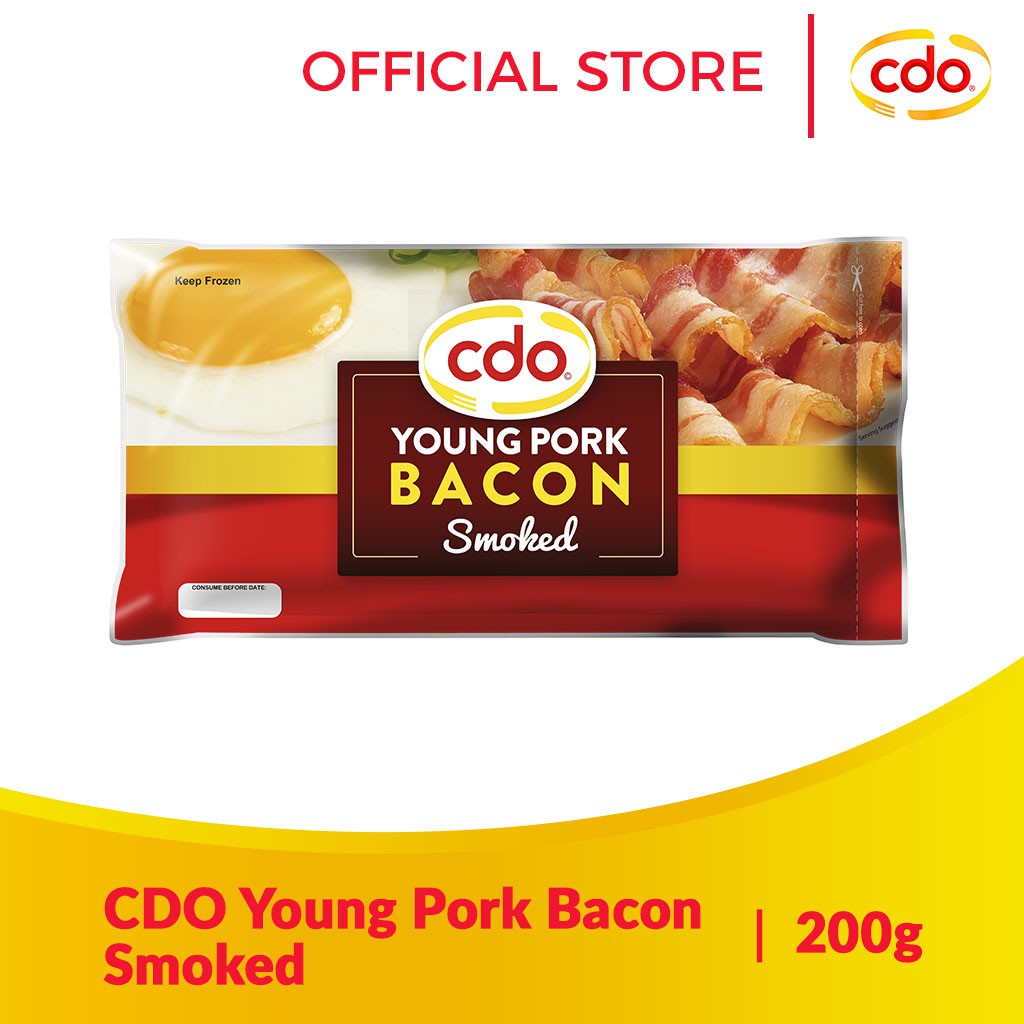 CDO Young Pork Bacon Smoked 200g | Shopee Philippines