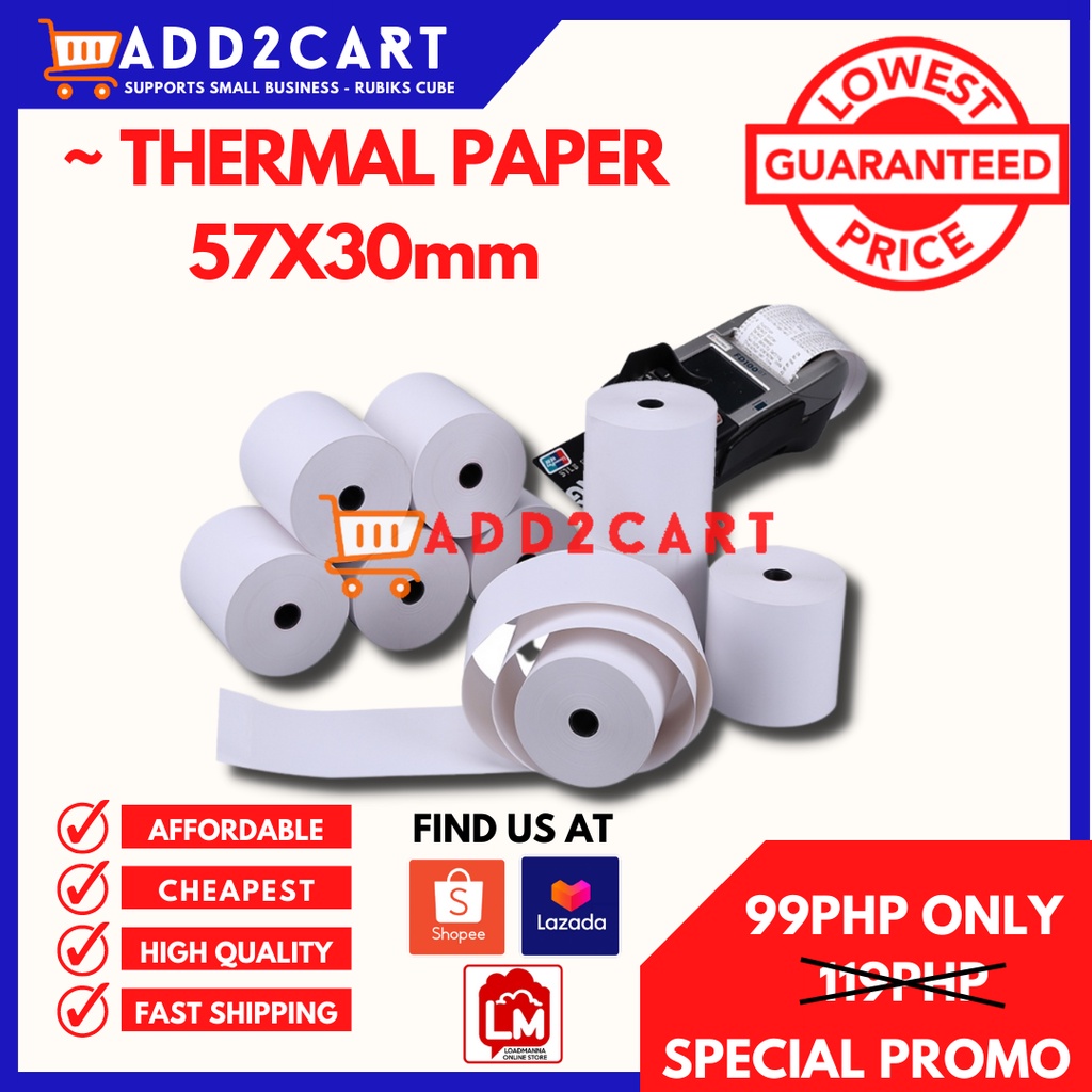 10 Rolls 57x30mm Receipt Paper Roll for Mobile POS Thermal Printer ...