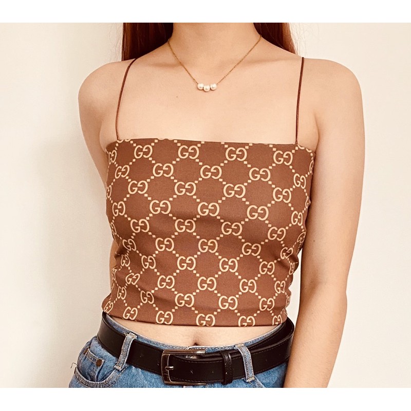 Korean Aly Designer String Tube Semi Crop Spaghetti String Top Trending ...