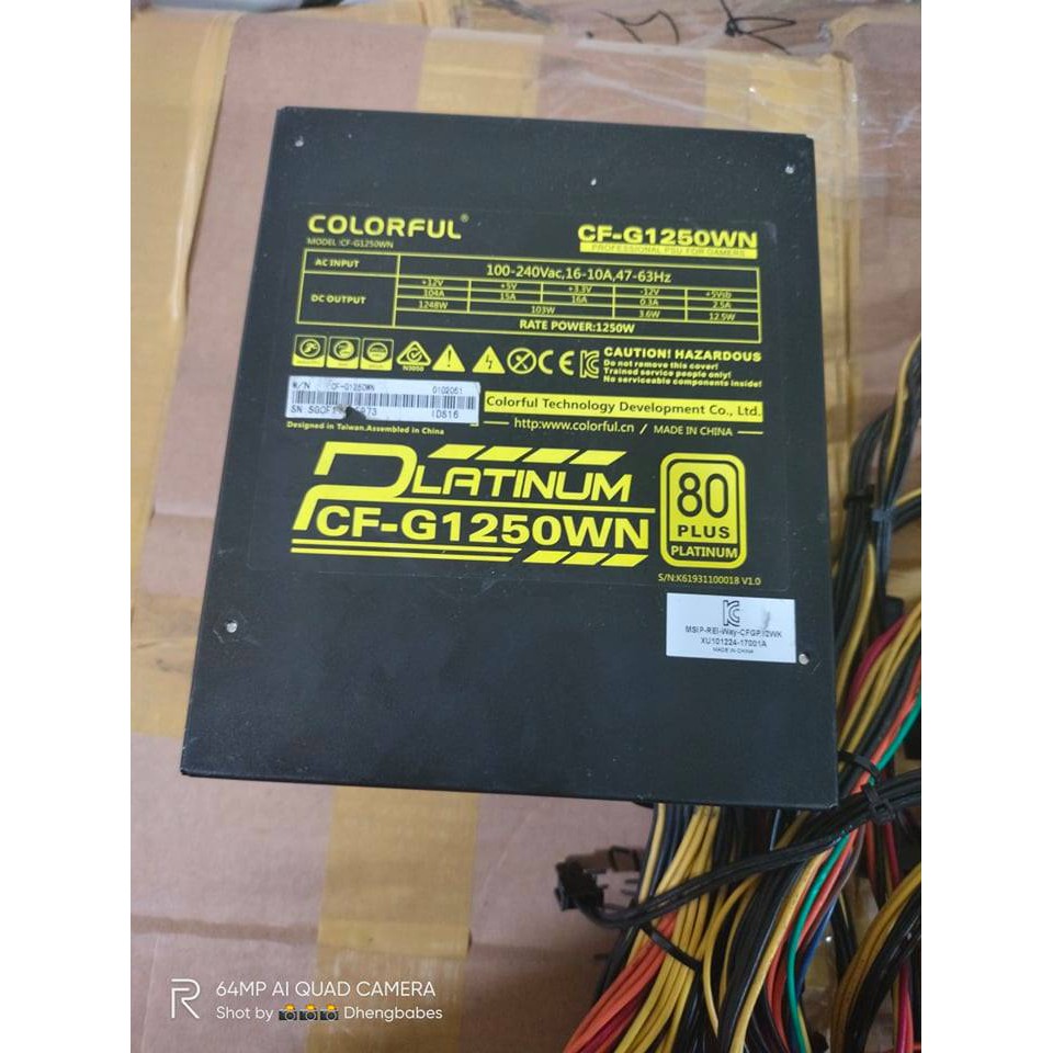 Gaming Mining Psu Colorful Brand 1250w 80+ platinum (Jeffdata computers ...
