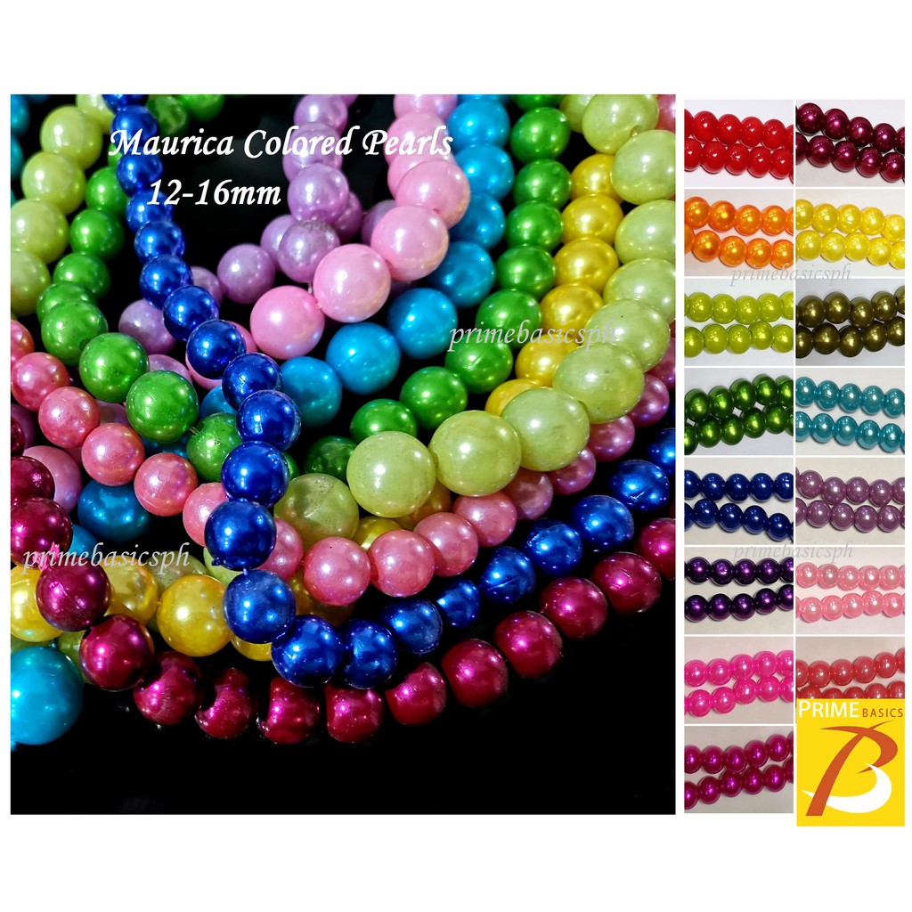 Maurica Colored Pearl plastic coated loose beads big size 12-16mm (55 ...