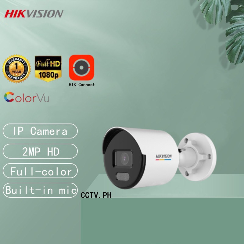 Hikvision 2MP HD Full-color Network Camera Built-in mic Bullet Outdoor ...