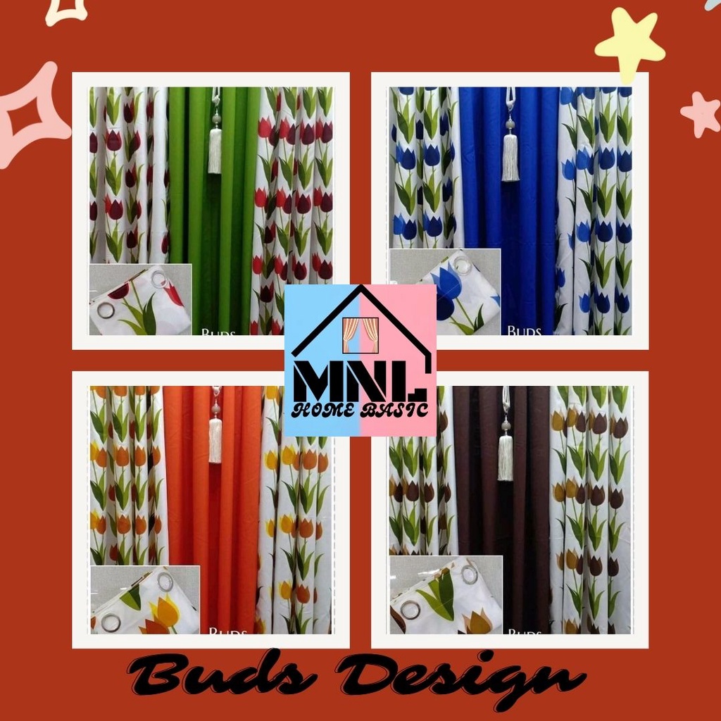 3 in 1 Set Ring Curtains Buds Design (Cretona Fabric) | Shopee Philippines