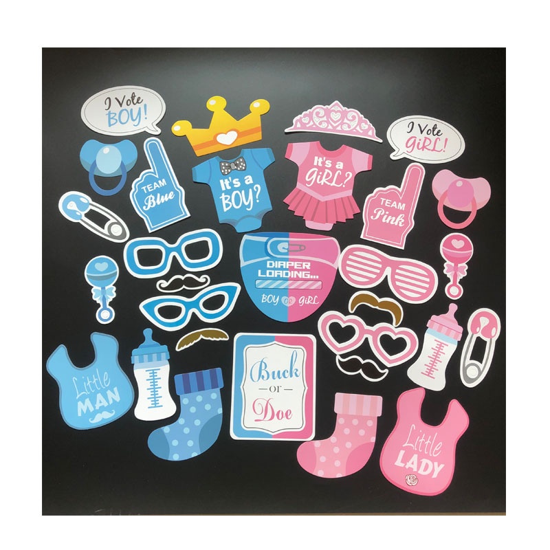 30pcs Gender Revealing Photo Props for BOY OR GIR Baby Birthday Party ...