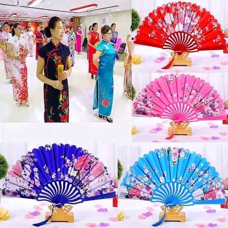 pamaypay Elegant Floral Design Plastic Folding Fan Handheld Cool Summer ...