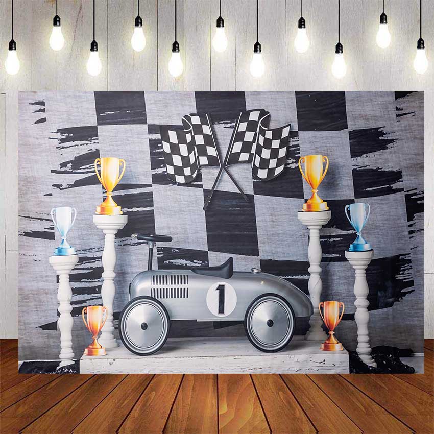 Newborn Baby 1st Birthday Party Backdrops Racing Car For Boy Cake Smash ...