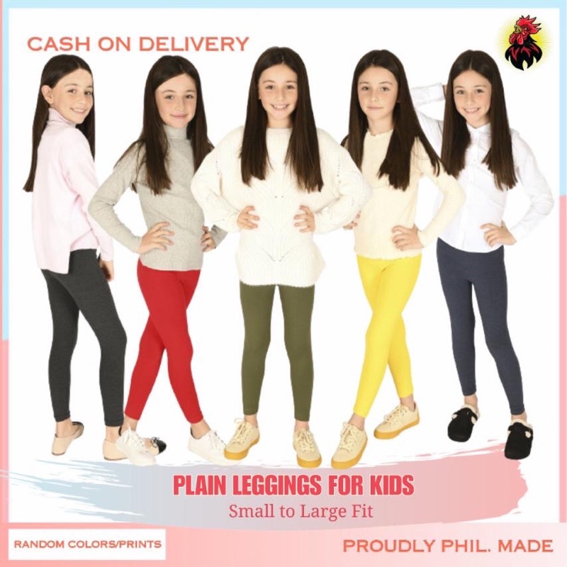 Plain Cotton Spandex Leggings for Kids [EDITHA] - Small to Large ...