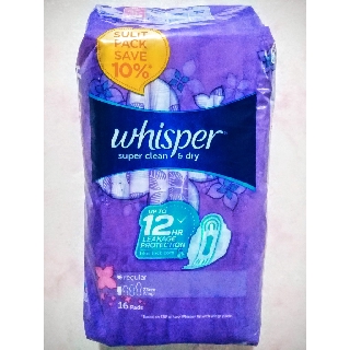 Whisper Super Clean & Dry Regular Flow 16 Pads (23cm) With Wings ...