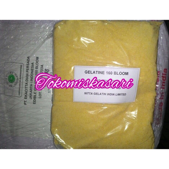 Gelatine halal powder MUI. food grade. Gelatin Cow Powder 160 Bloom. 50gram Packaging. | Shopee ...