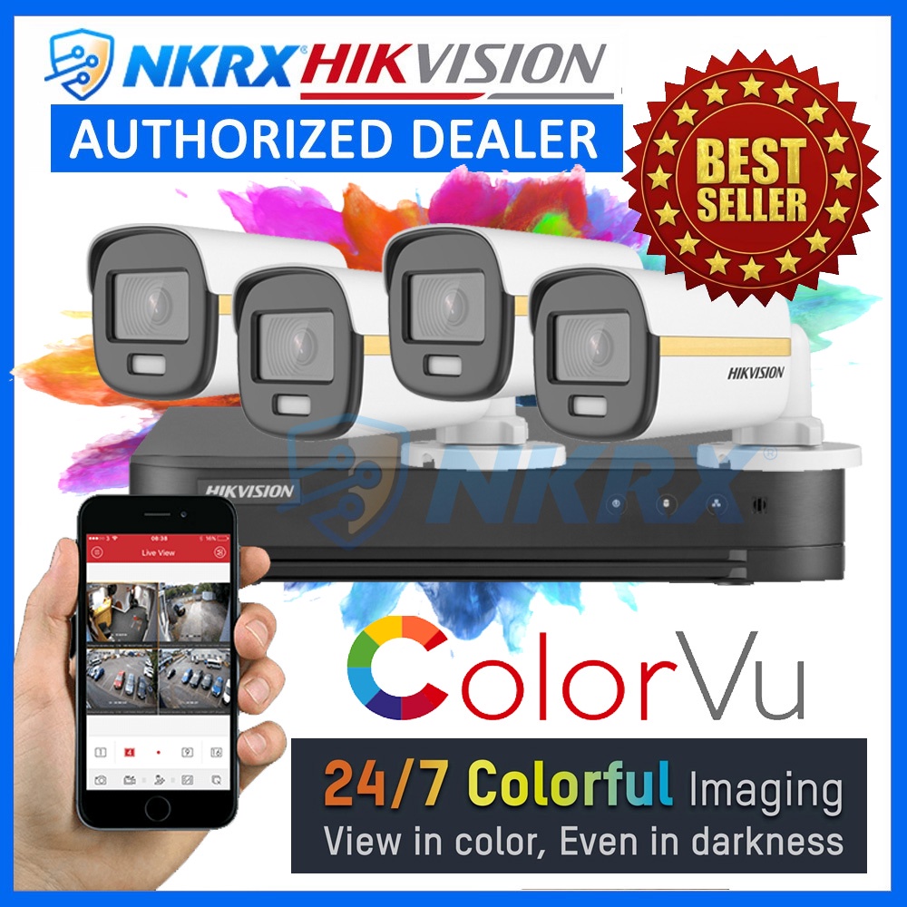 Hikvision Colorvu Kit 4CH 2MP HD CCTV Package DIY 1080p Mobile View ...