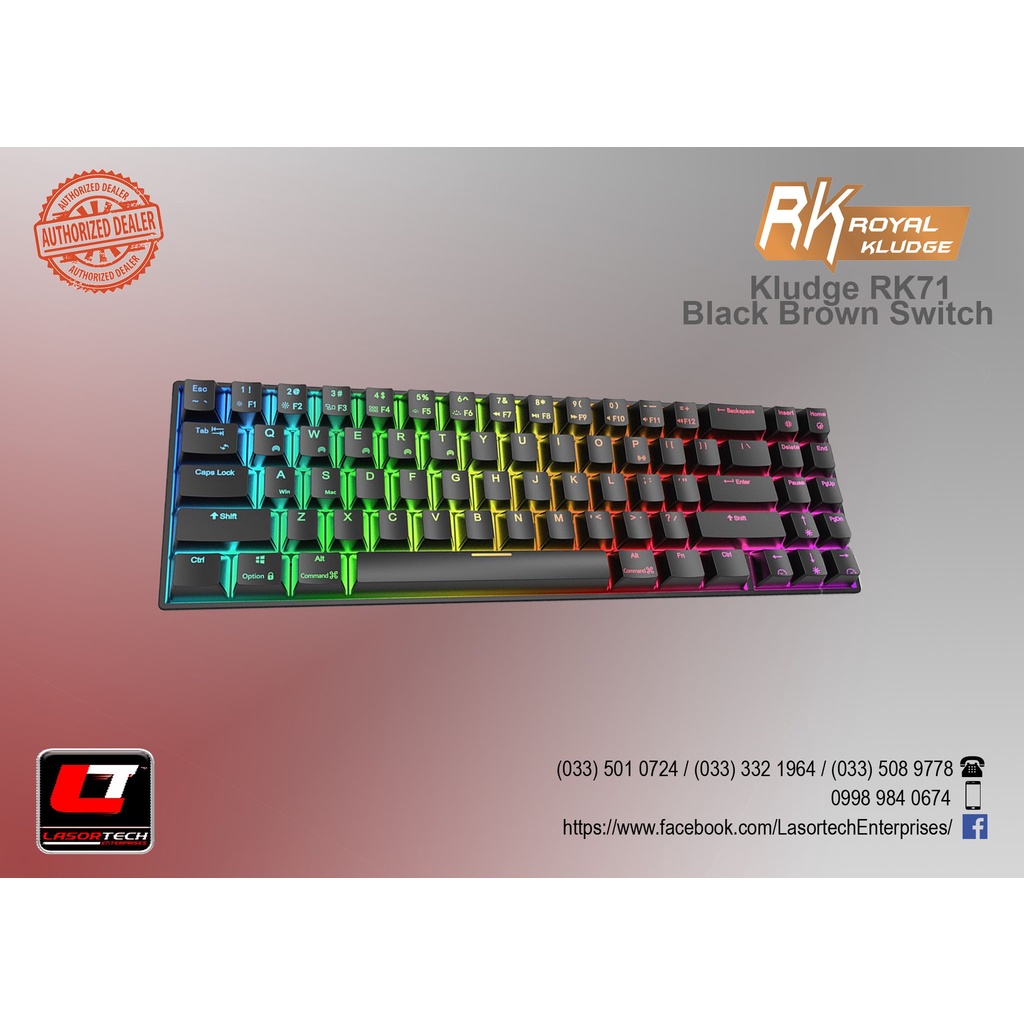 Royal Kludge RK71 Black RGB Brown Switch Dual-Mode Wireless Keyboard ...