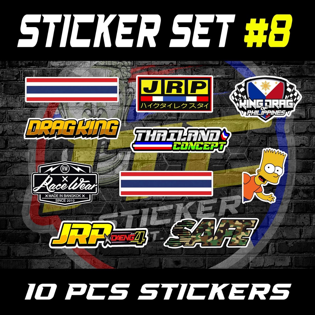 Sticker Set # 8 Glossy Jrp Daeng Bart Drag King Thai Logo | Shopee ...