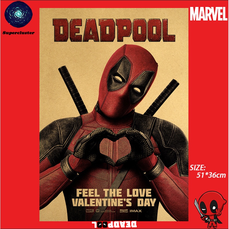 Marvel "Deadpool-Feel The Love" movie poster Kraft Paper Wallpaper wall ...