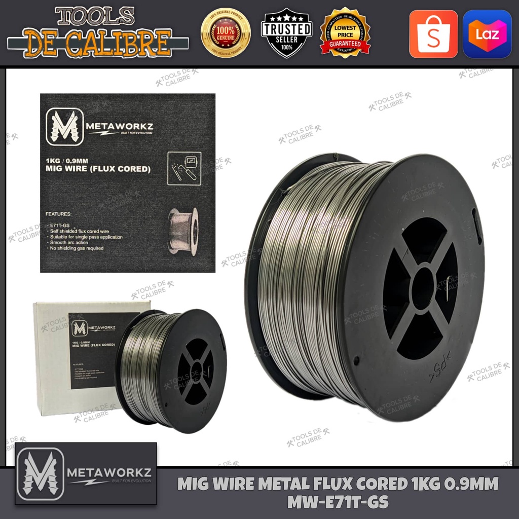 METAWORKZ 1KG/0.9mm Metal Flux Cored Mig Wire MW-E71T-GS for Migweld ...