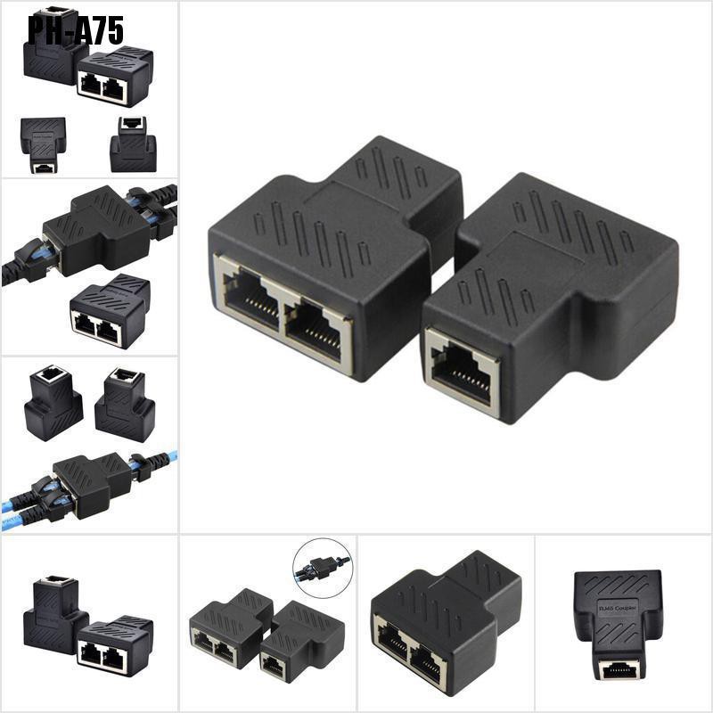 1 to 2 lan ethernet network cable rj45 splitter plug adapter connector ...
