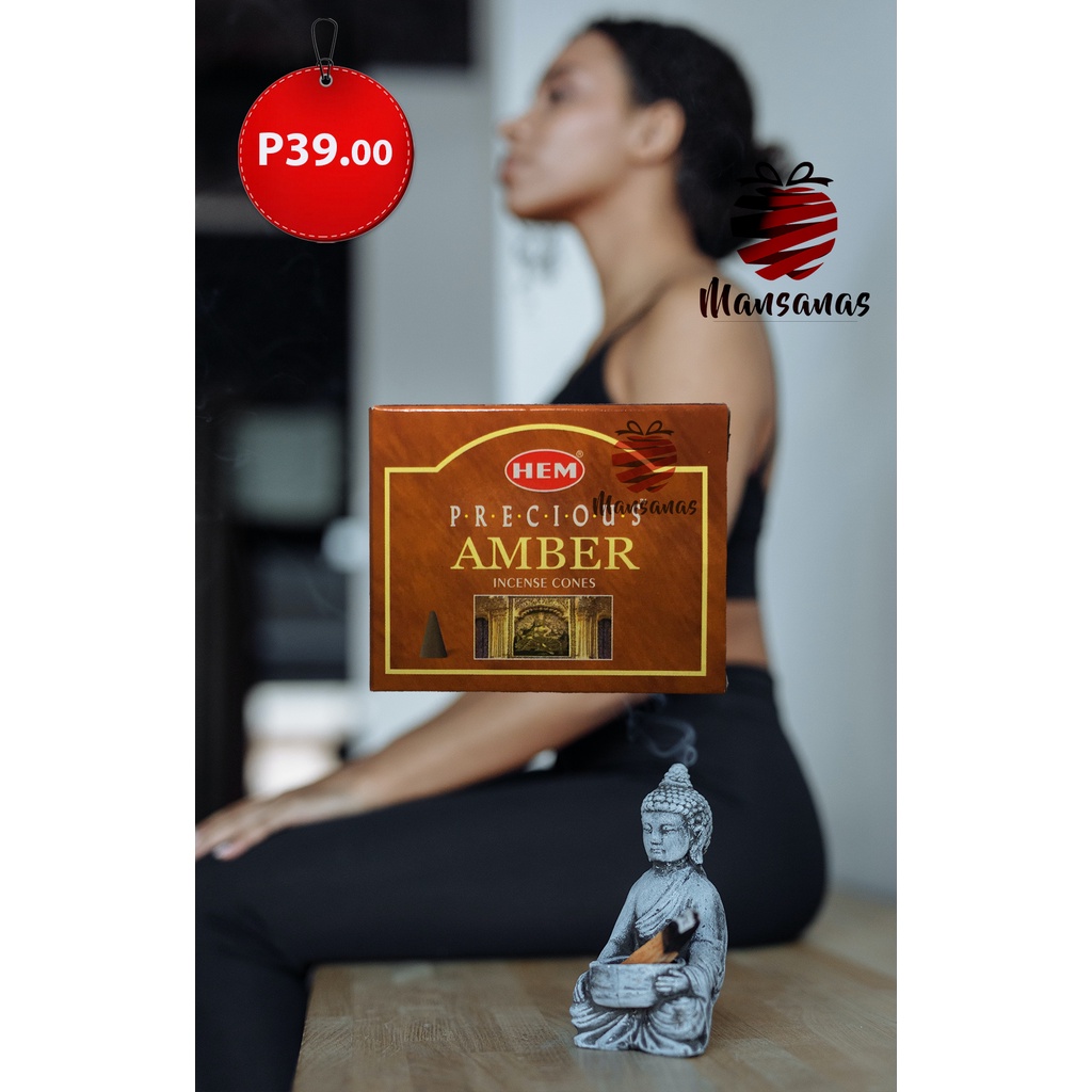 Mansanas Hem Amber Natural Incense Dhoop Cones-10 Cones In A Box With Free Stand | Shopee ...