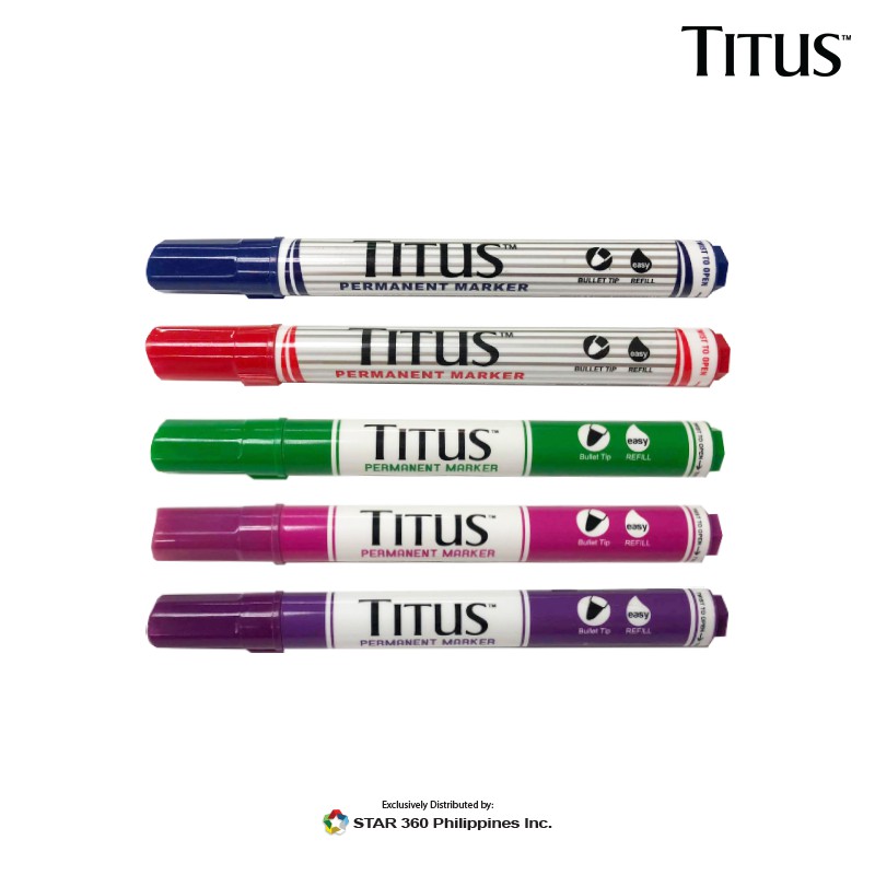12pcs Titus Permanent Marker (Blue, Red, Pink, Purple, Green) | Shopee ...