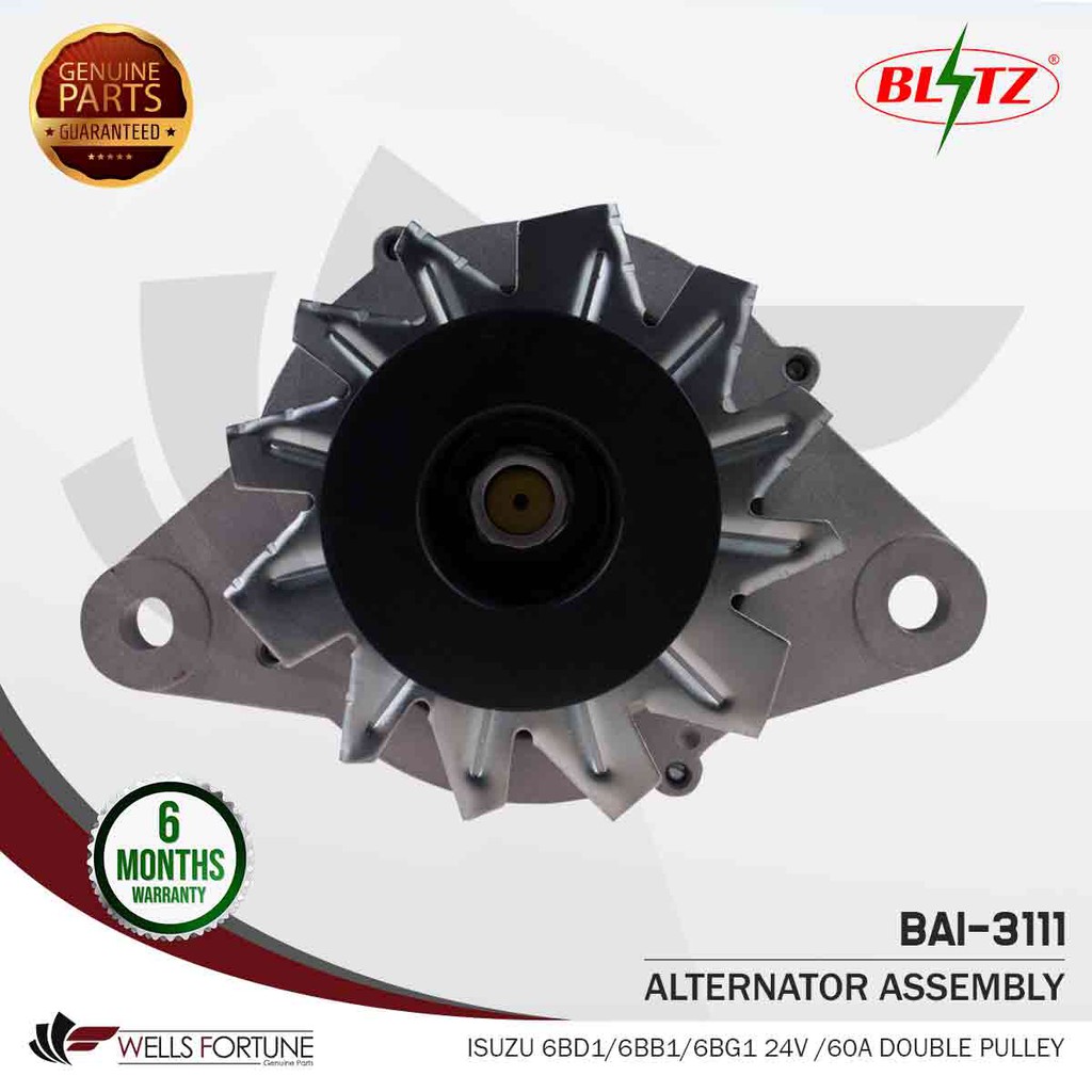 ISUZU 6BD1 6BB1 6BG1 24V 60A DOUBLE PULLEY 6 MONTHS WARRANTY BLITZ ...