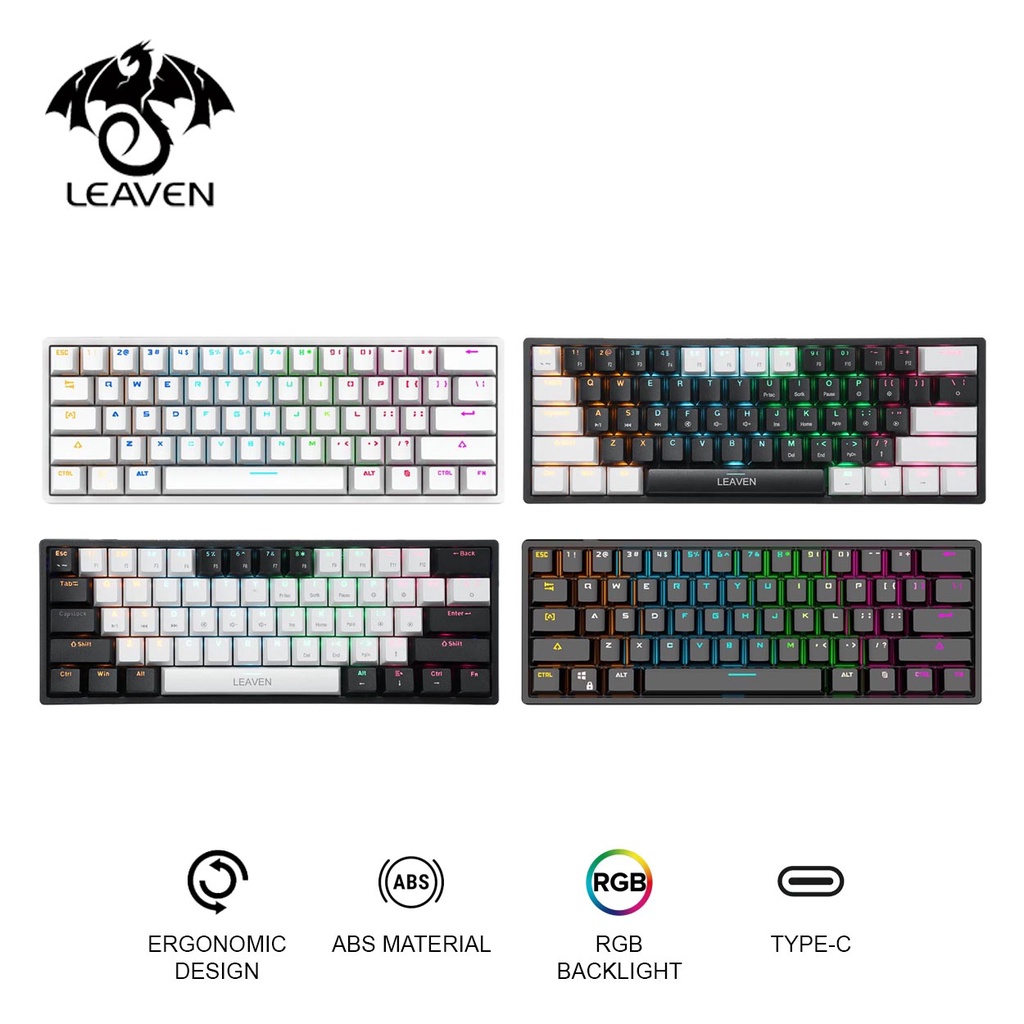 Leaven K620 Mechanical Keyboard Hot-swappable 61Key RGB Backlit ...