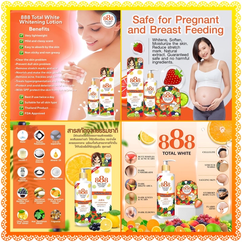 888 Total White Whitening Lotion x10 with AHA UV Lightening ...