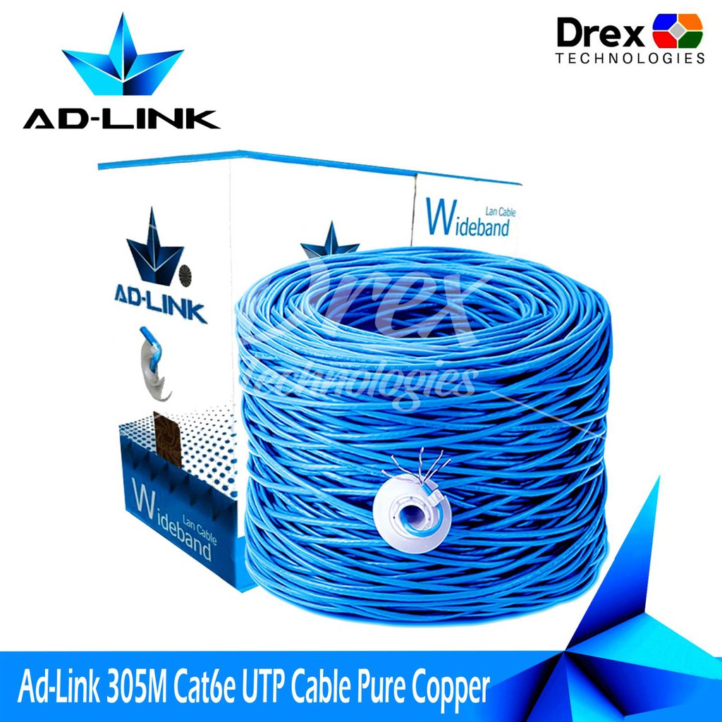 305M Ad-Link UTP Ethernet Cable Cat6E Pure Copper 1000Ft Blue Utp Lan Cable Cat6 | Shopee ...